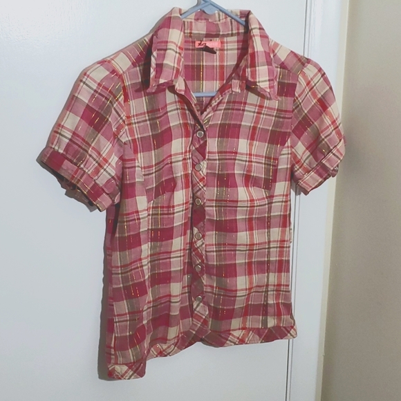 Max Rave | Tops | Max Rave Purple Pink White With Gold Lining | Poshmark